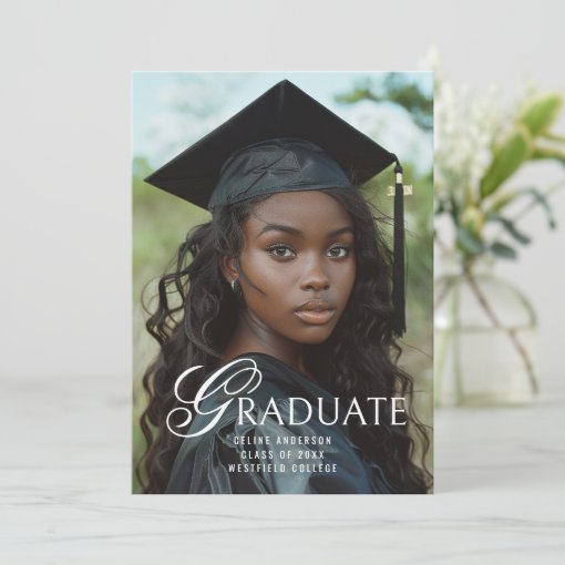 Graduate Unique Typography Photo Graduation Party Invitation | Zazzle