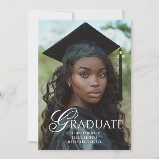 Graduate Unique Typography Photo Graduation Party Invitation | Zazzle