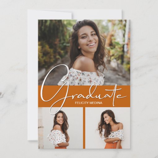 Graduate Vertical 3 Photo Graduation Announcement | Zazzle