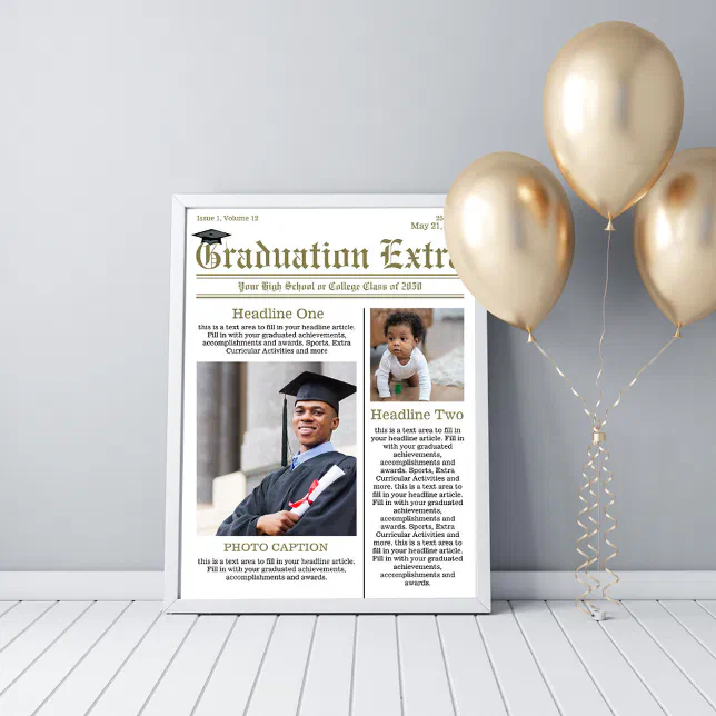 Graduate Welcome Signs Photo Collage Newspaper | Zazzle