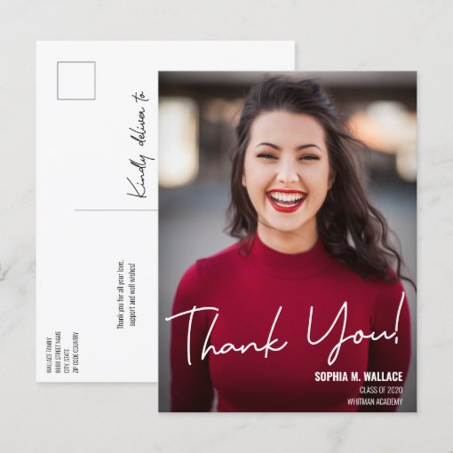 Graduate with Photo thank you graduation Announcement Postcard | Zazzle