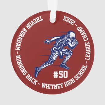 Graduating Senior Football Player Memory Keepsake Ornament | Zazzle