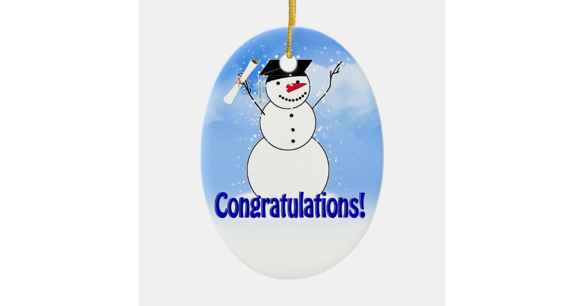 Graduating Snowman With Diploma Ceramic Ornament | Zazzle