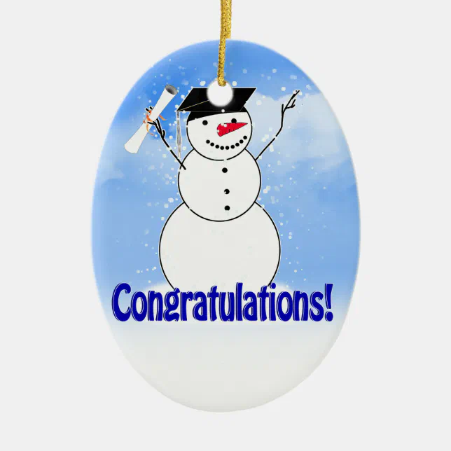 Graduating Snowman With Diploma Ceramic Ornament | Zazzle