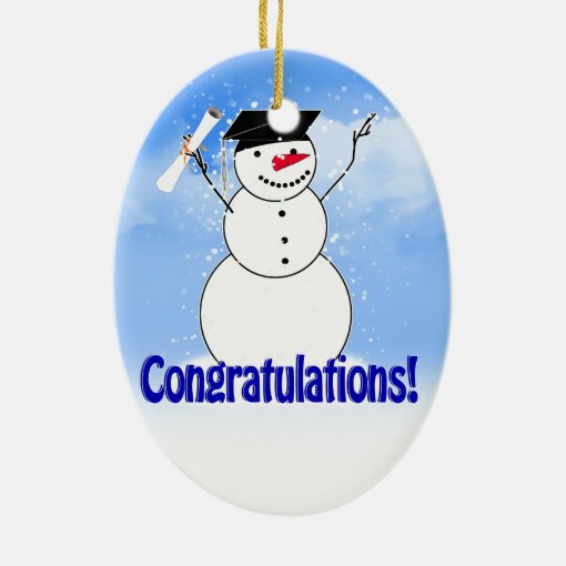 Graduating Snowman With Diploma Ceramic Ornament | Zazzle