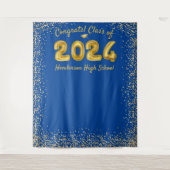 Graduation 2024 Gold Balloons Blue Photo Backdrop | Zazzle