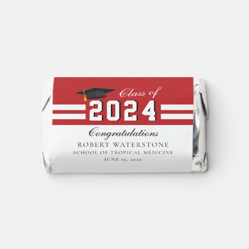 Graduation 2024 Grad Red White Party Treats Hershey's Miniatures | Zazzle