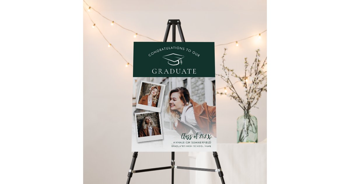 Graduation 2024 Photo Collage Green Grad Foam Board | Zazzle