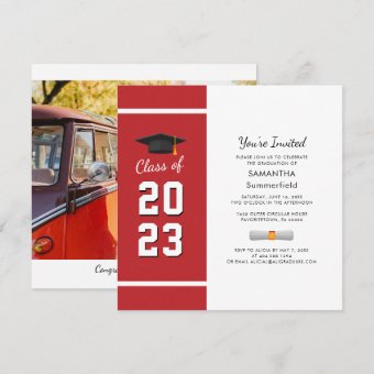 Graduation 2024 Red Graduate Photo Party Invitation | Zazzle