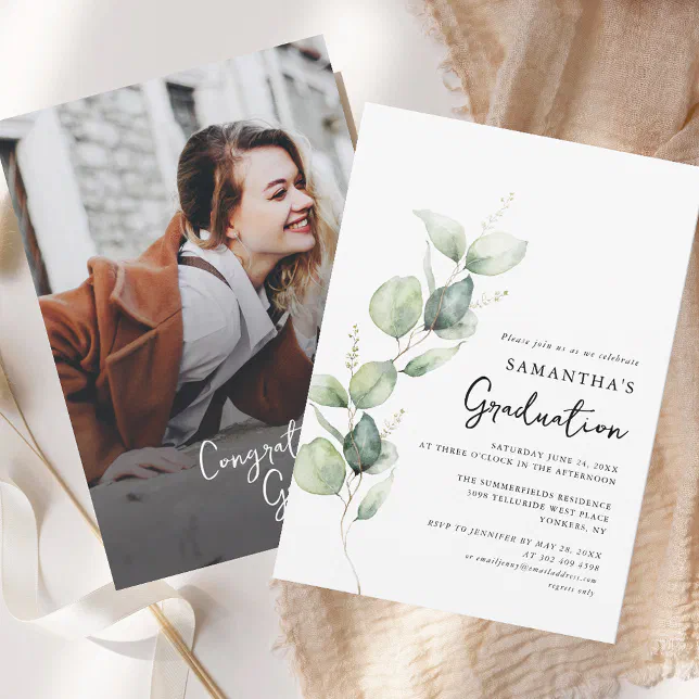 Graduation 2025 Botanical Photo Grad Party Invitation | Zazzle