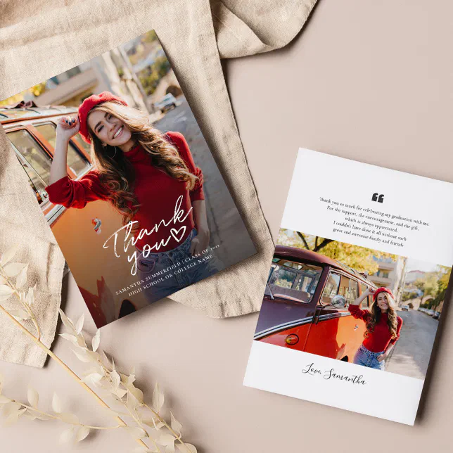 Graduation 2025 Graduate Photos Thank You Note Card | Zazzle