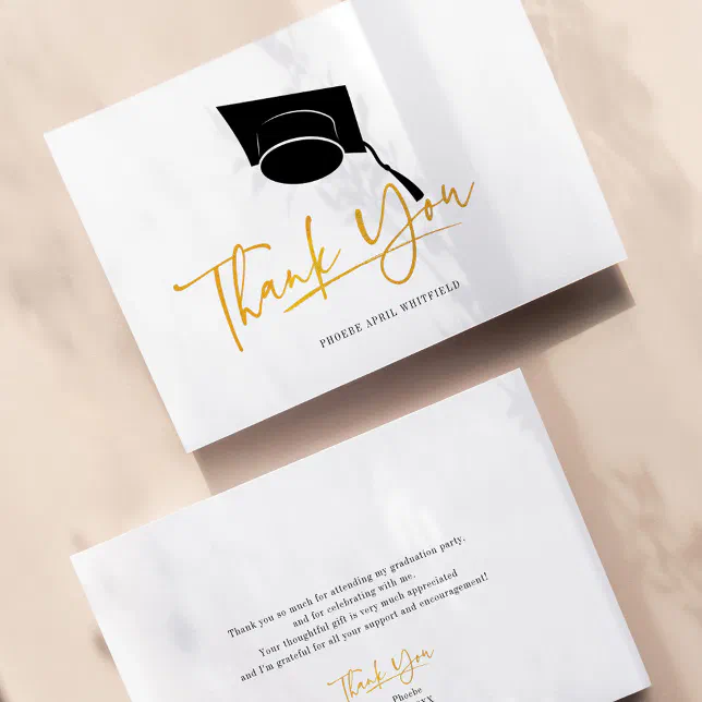 Graduation 2025 Minimalist Grad Script Thank You Note Card | Zazzle