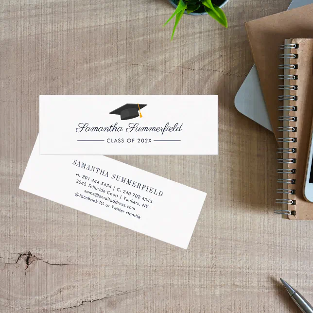 Graduation 2025 Modern College Script Contact Calling Card | Zazzle