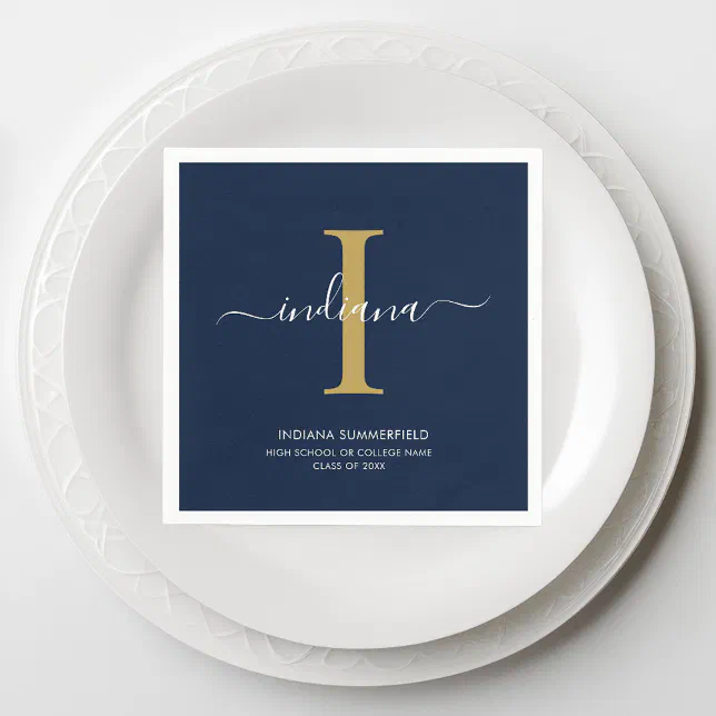 Graduation 2025 Monogram Script Name Grad Party Napkins | Zazzle