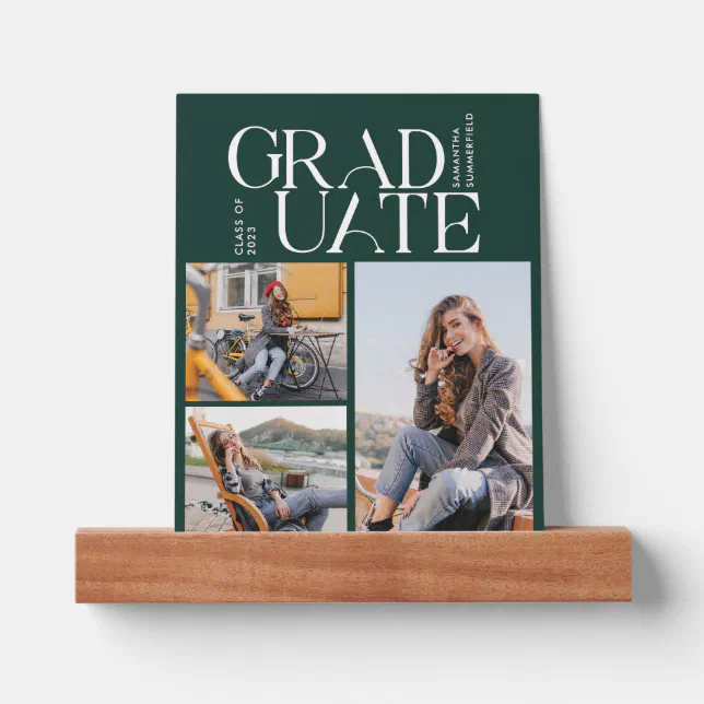 Graduation 2025 Photo Collage Green Grad Picture Ledge | Zazzle