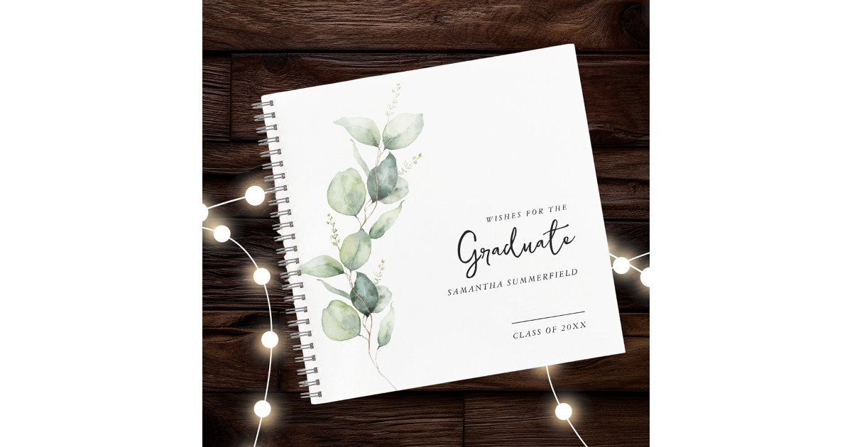 Graduation 2025 Photo Eucalyptus Grad Guest Book | Zazzle
