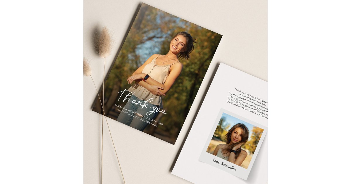 Graduation 2025 Photo Senior Grad Thank You Card | Zazzle
