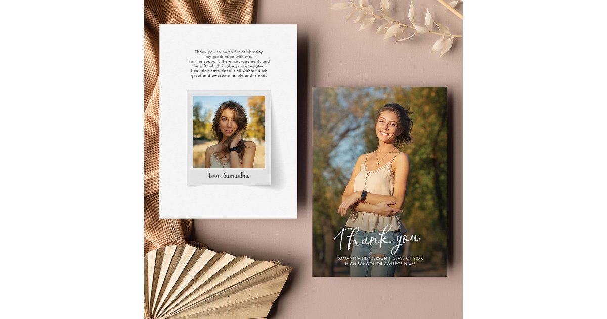 Graduation 2025 Photo Thank You Grad Card | Zazzle