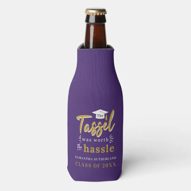 Graduation 2025 Purple Grad Party Swag Bottle Cooler | Zazzle