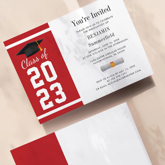 Graduation 2025 Red White Grad Party Invitation | Zazzle