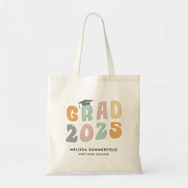 Graduation 2025 Retro Personalized College Grad Tote Bag | Zazzle