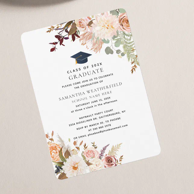 Graduation 2025 Watercolor Floral Grad Party Invitation | Zazzle