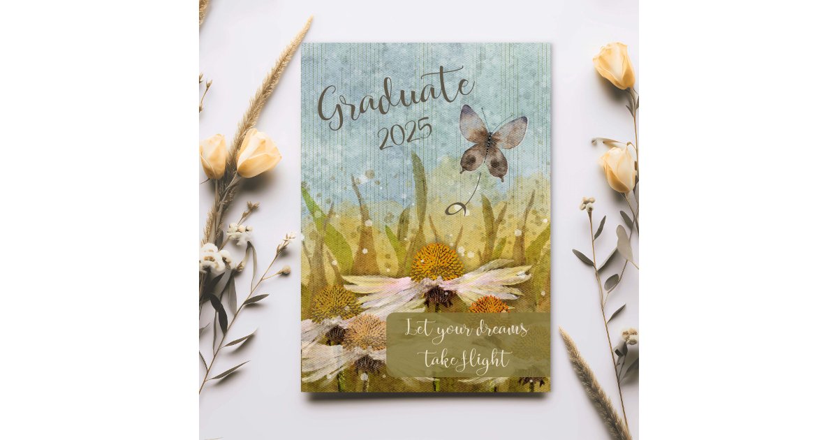Graduation 20xx Congratulations Butterfly & Flower Card | Zazzle