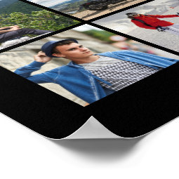 Graduation 22 Photo Collage GRAD Black White Poster | Zazzle