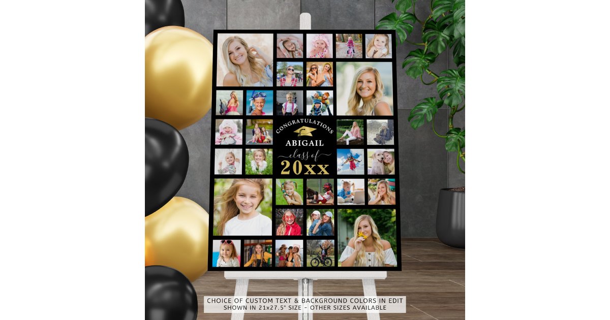 Graduation 32 Photo Collage Class Year Foam Board | Zazzle