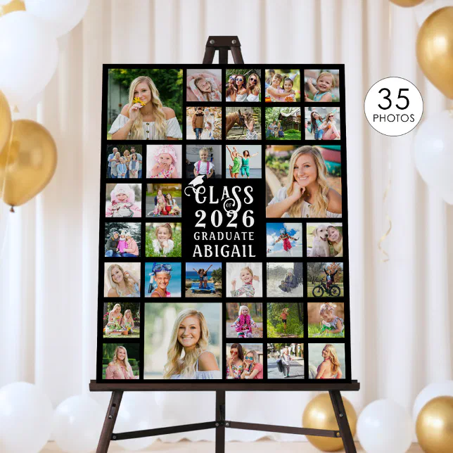 Graduation 35 Photo Collage Class of Year Graduate Foam Board | Zazzle