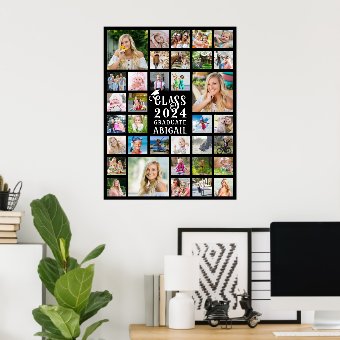 Graduation 35 Photo Collage Class of Year Graduate Poster | Zazzle