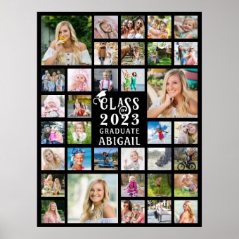 Graduation 35 Photo Collage Class of Year Graduate Poster | Zazzle