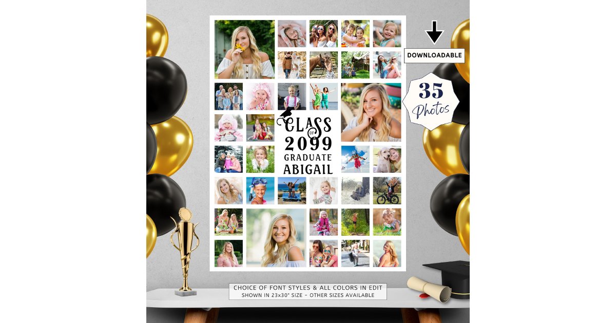 Graduation 35 Photo Collage Class Year Graduate Poster | Zazzle