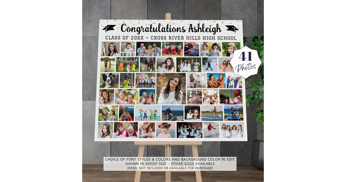 Graduation 41 Photo Collage Confetti Custom Color Foam Board | Zazzle
