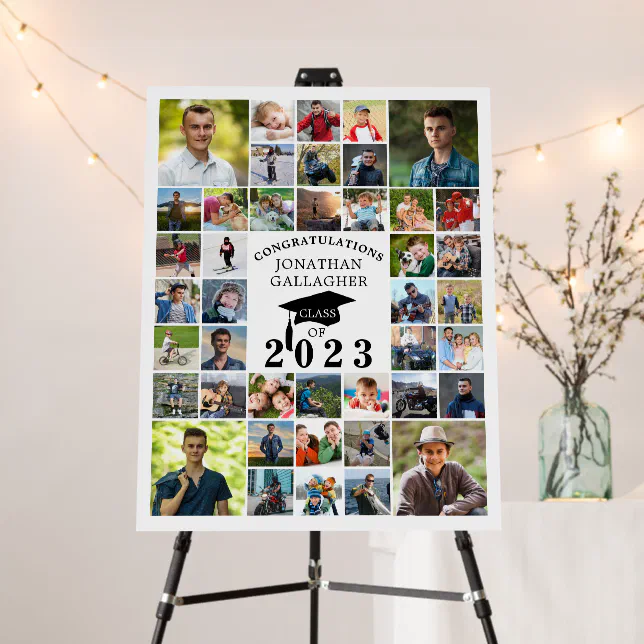 Graduation 42 Photo Collage Custom Color Foam Board | Zazzle
