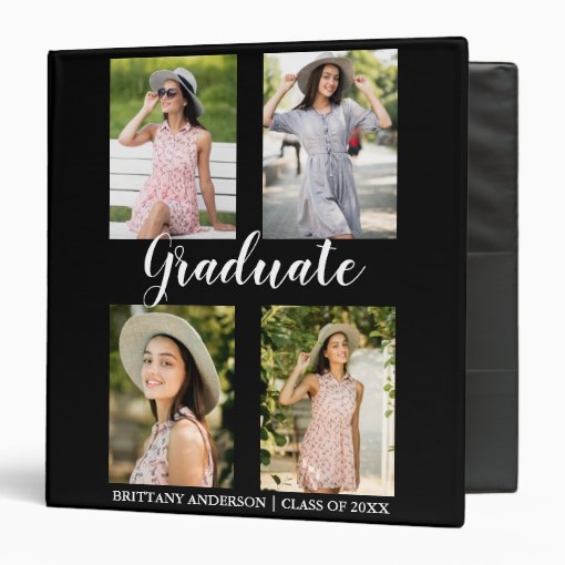 Graduation 4 Photo Keepsake 3 Ring Binder | Zazzle