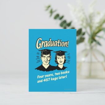 Graduation: 4 Years, 2 Books Announcement Postcard | Zazzle