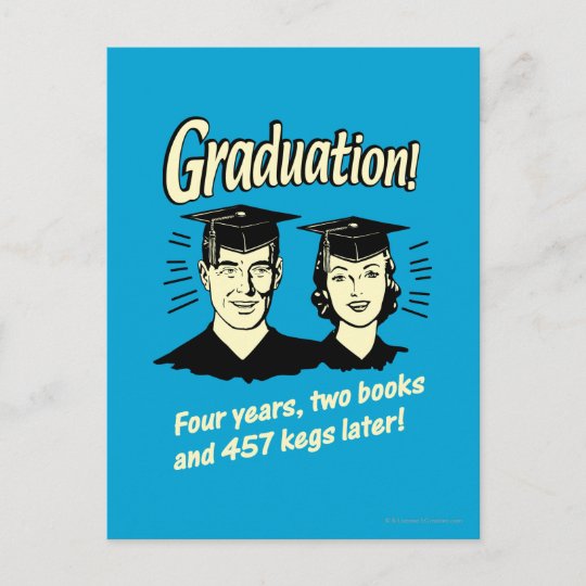 Graduation: 4 Years, 2 Books Announcement Postcard | Zazzle.com