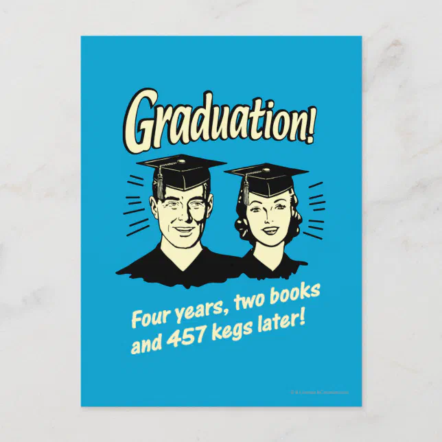 Graduation: 4 Years, 2 Books Announcement Postcard | Zazzle