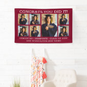 Graduation 7 Photo Congrats Grad 2023 Burgundy Banner | Zazzle