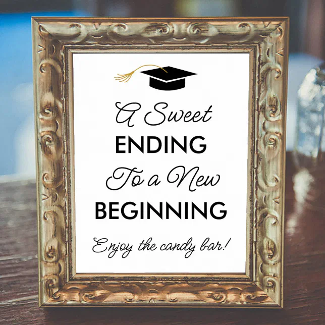 Graduation A Sweet Ending New Beginning Candy Bar Poster | Zazzle
