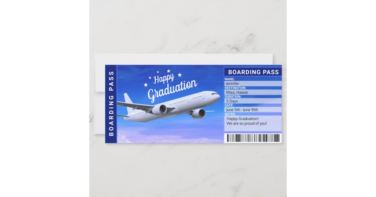 Graduation Airline Boarding Pass Gift Ticket | Zazzle
