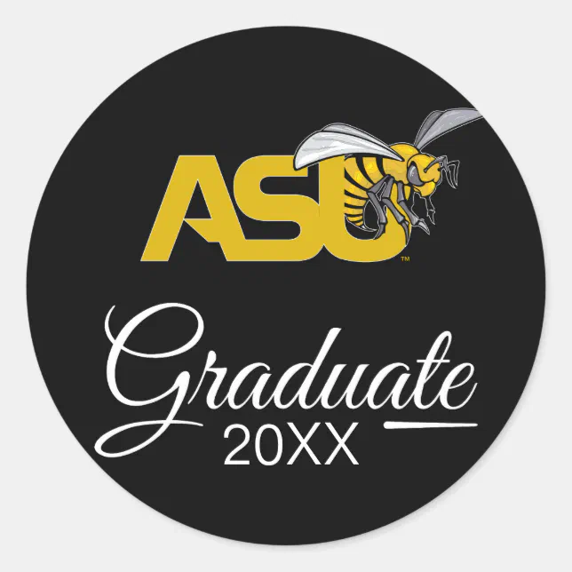 Graduation Alabama State Hornet Mark logo Classic Round Sticker | Zazzle