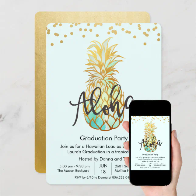 Graduation Aloha Luau Party Invitation | Zazzle