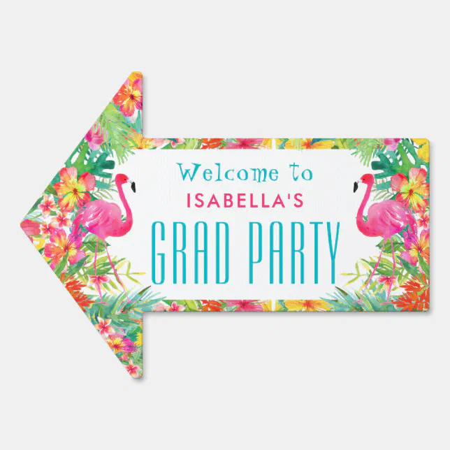 Graduation Aloha Tropical Luau Party Arrow Sign | Zazzle