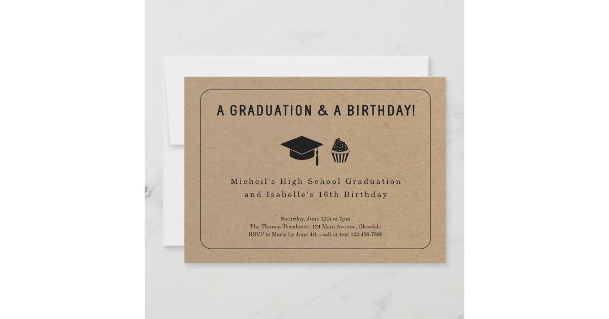 Graduation and Birthday Party Joint Invitation | Zazzle