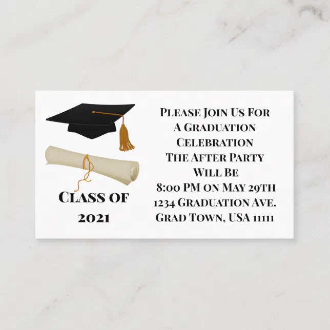 Graduation Announcement After Party Insert Cards | Zazzle