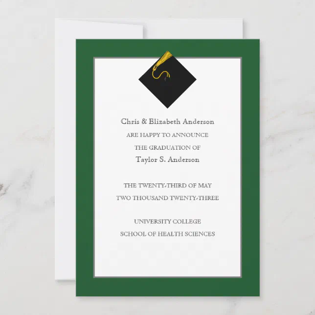 Graduation Announcement Green | Zazzle