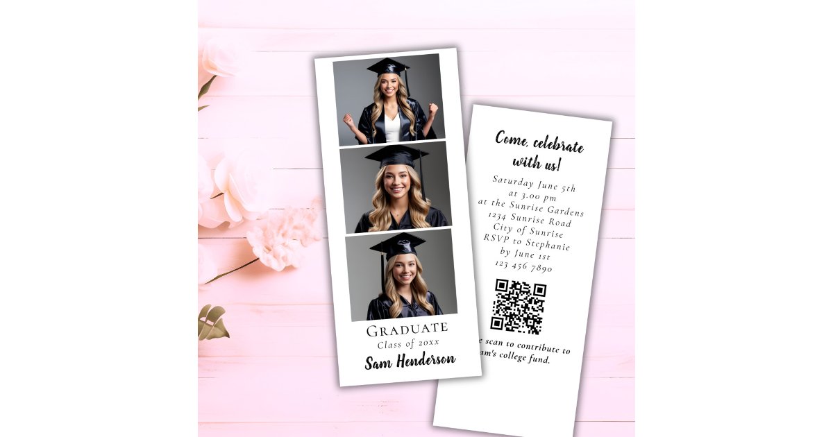 Graduation Announcement Photo Booth QR code Unique | Zazzle
