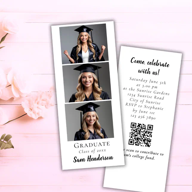 Graduation Announcement Photo Booth QR code Unique | Zazzle